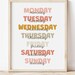Days of the Week Printable, Instant Download, Printable Wall Art ...