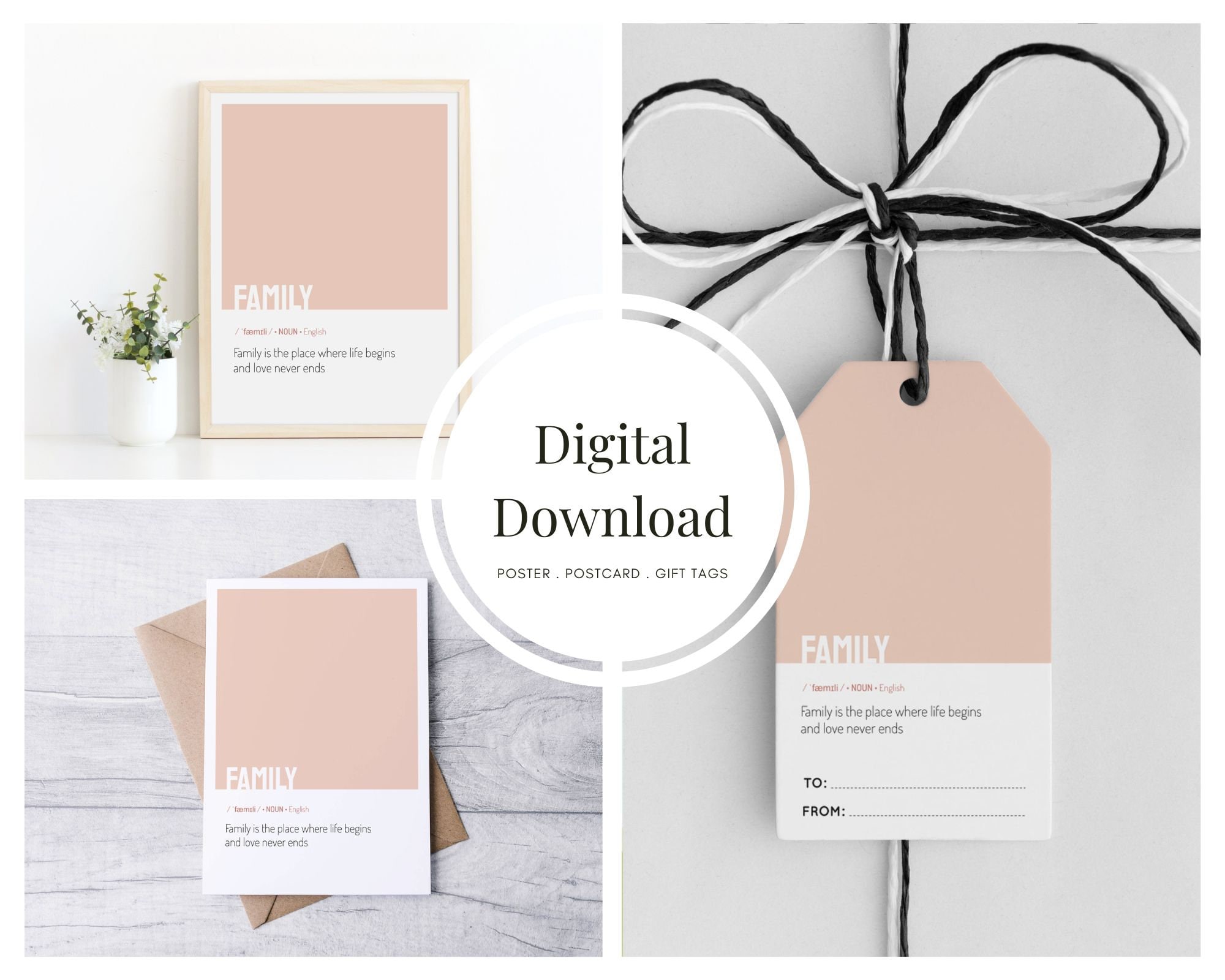 Family Definition Printable, Instant Download, Holiday Wall Art, Where ...