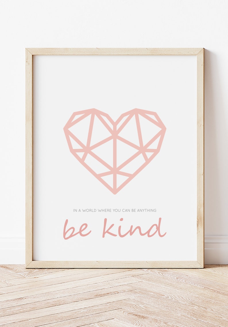 Be Kind Wall Print, Instant Download, Printable Wall Art, Heart Poster ...