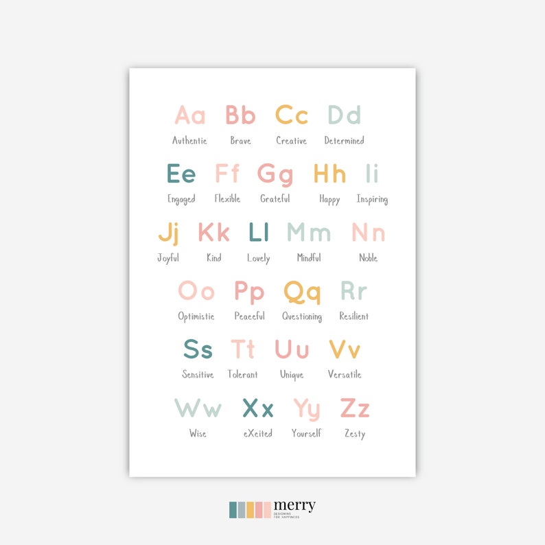 Alphabet Wall Print, Instant Download, Printable Wall Art, ABC Poster ...