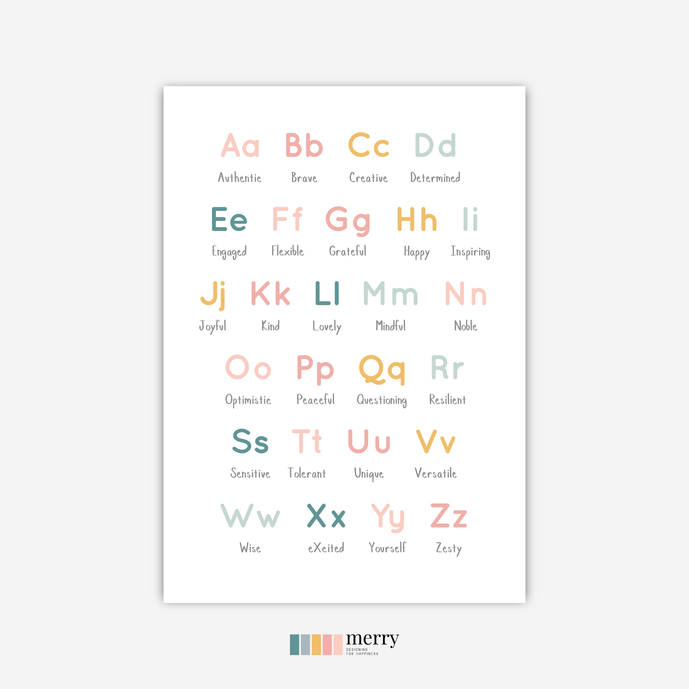 Alphabet Wall Print, Instant Download, Printable Wall Art, ABC Poster ...
