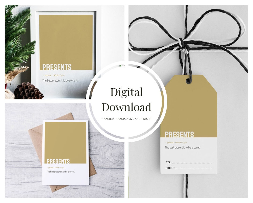 Modern Holiday Printable, Instant Download, Presents Definition Poster ...