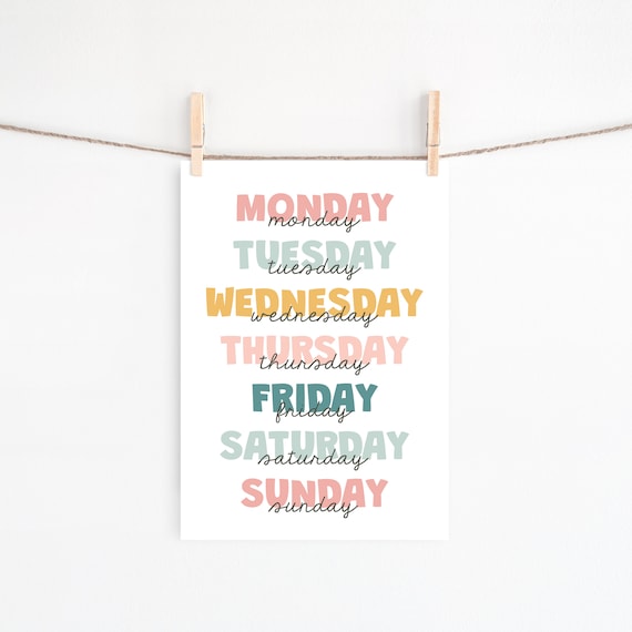 Days of the Week Printable Instant Download Printable Wall - Etsy