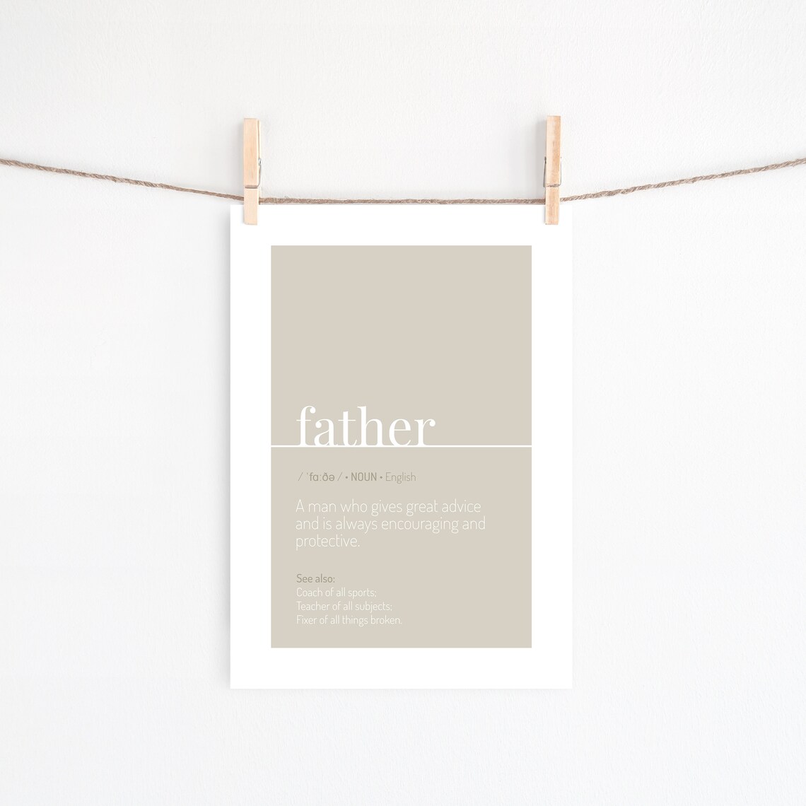 Father Definition Print Dictionary Art Instant Download | Etsy