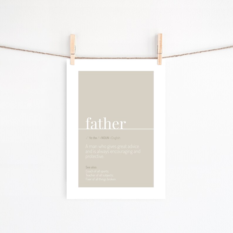 Father Definition Print Dictionary Art Instant Download | Etsy
