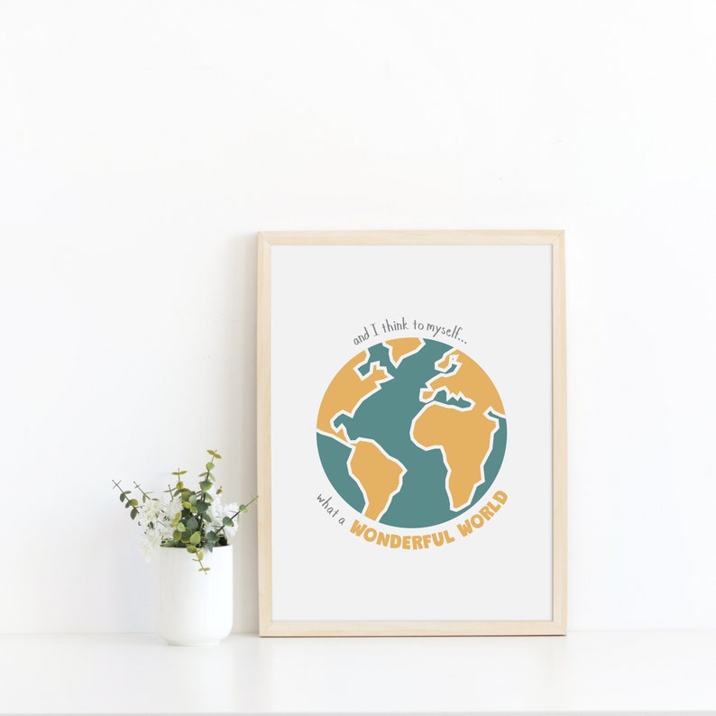 Wonderful World Poster Instant Download Globe Printable Wall | Etsy