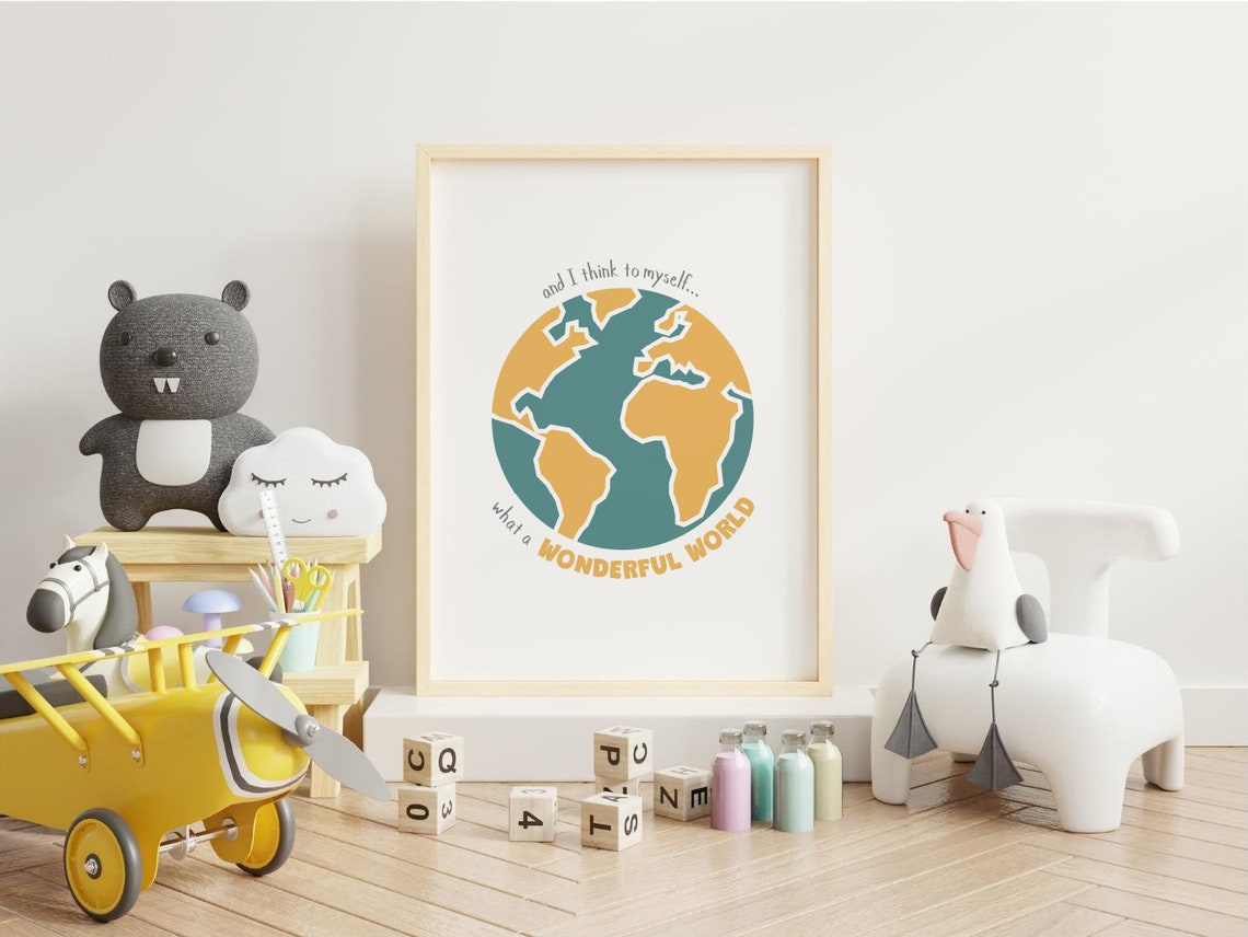 Wonderful World Poster Instant Download Globe Printable Wall - Etsy