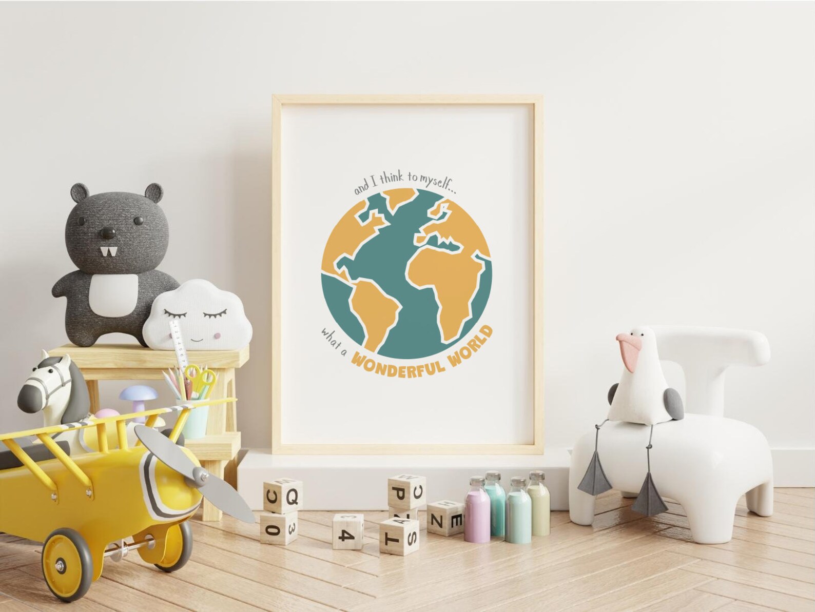 Wonderful World Poster, Instant Download, Globe Printable Wall Art ...