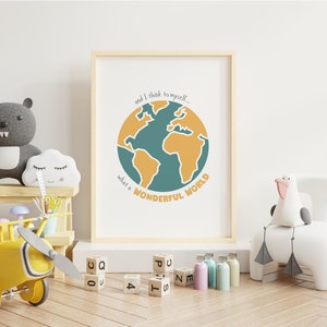 Wonderful World Poster, Instant Download, Globe Printable Wall Art ...