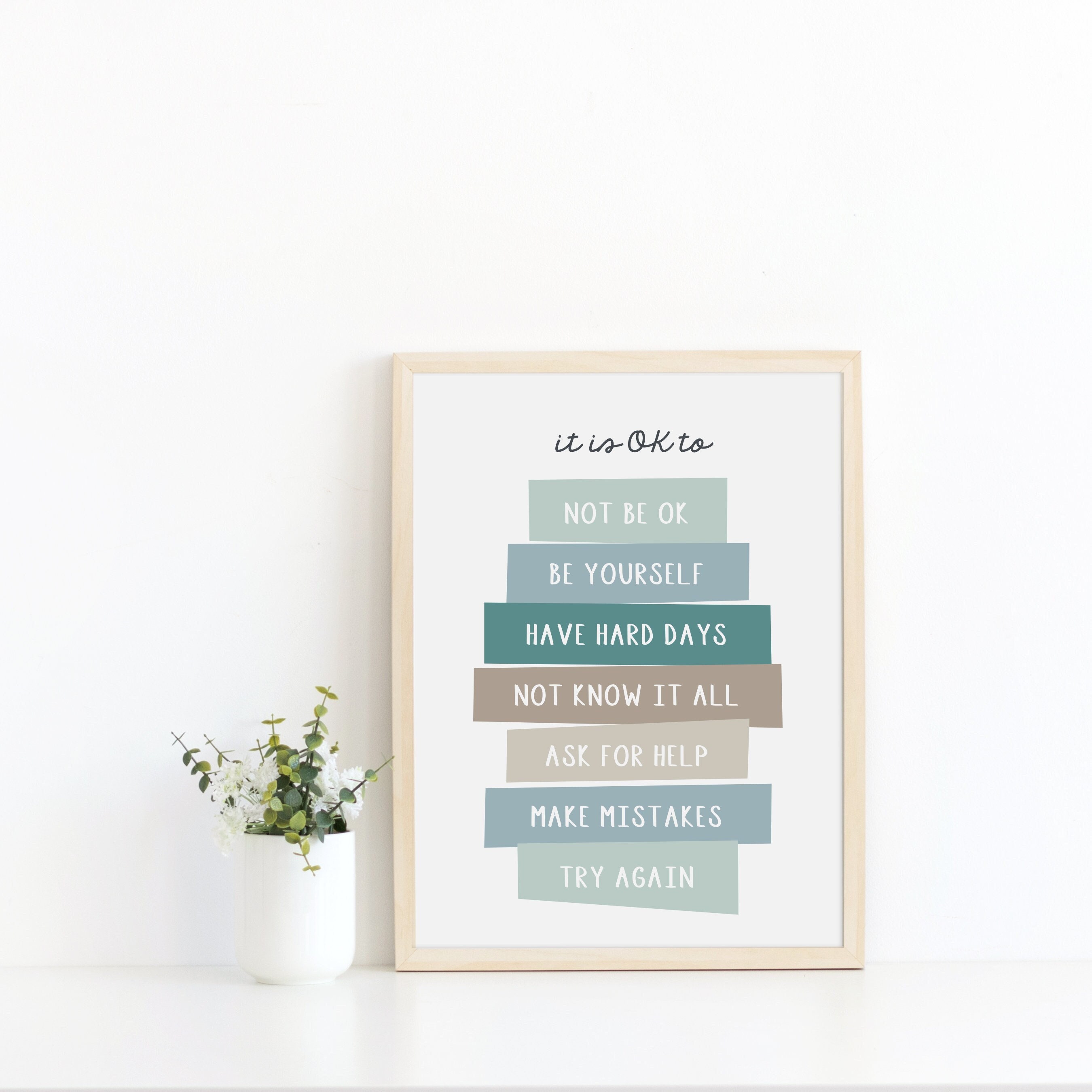 It is OK Not to Be OK Poster, Instant Download, Kids Affirmations ...