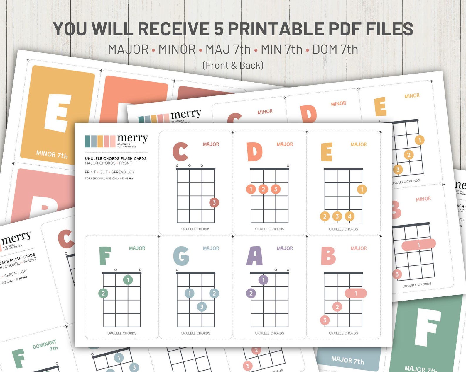 Ukulele Chords Flash Cards: Printable Music Learning Resources (digital ...