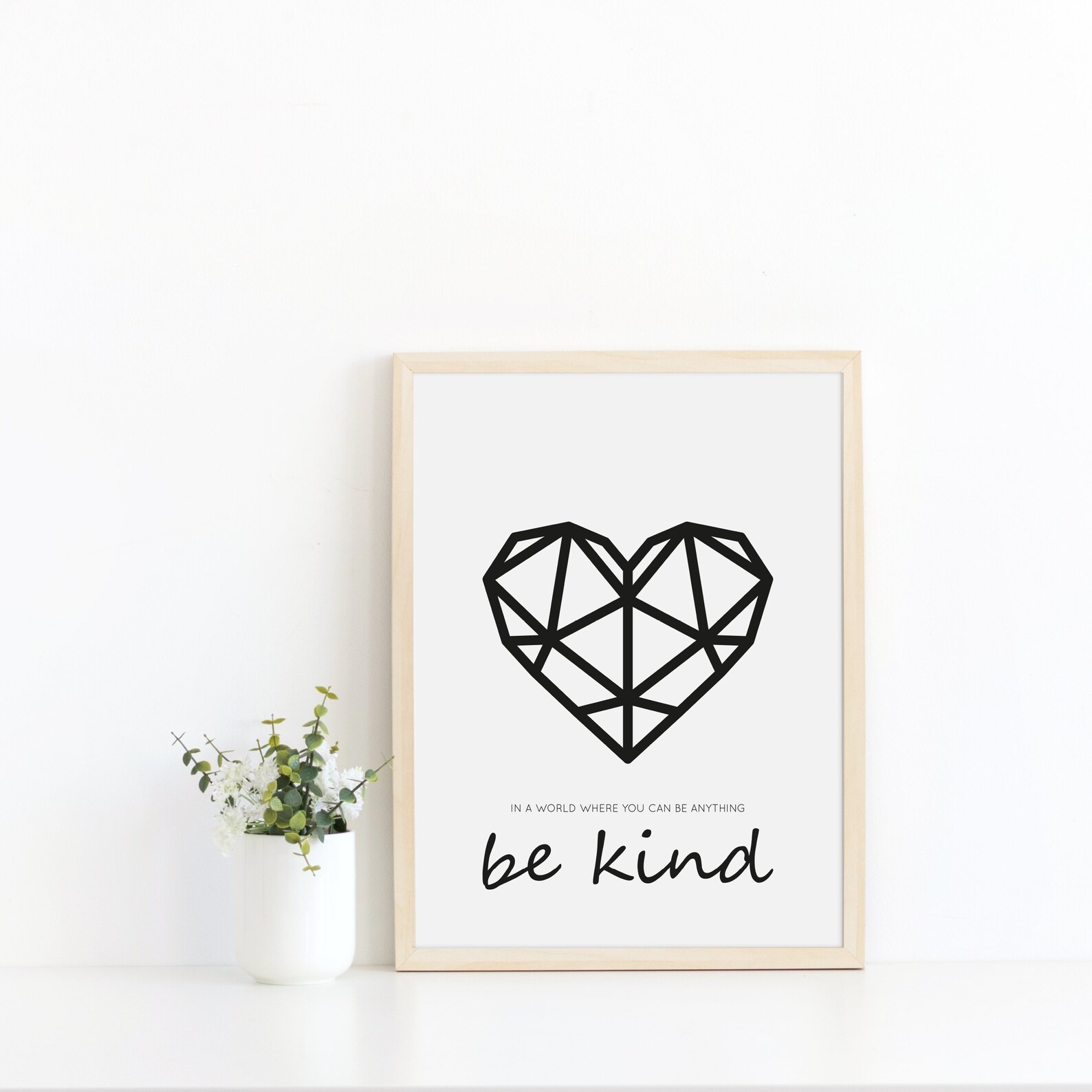 Be Kind Wall Print, Instant Download, Black and White Printable Wall ...