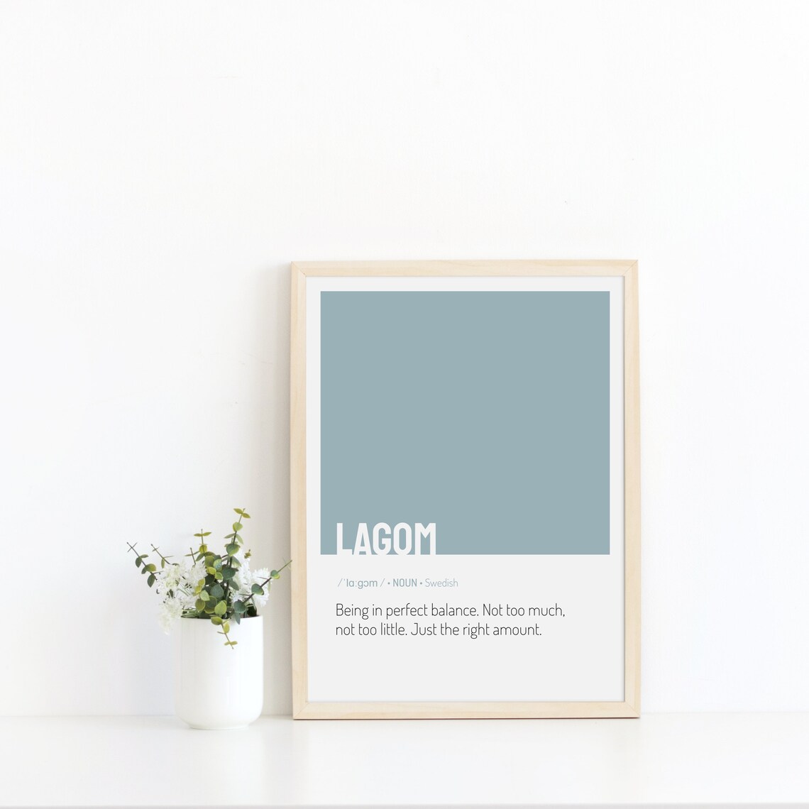 Lagom Definition Printable Art, Minimalist Blue Poster, Dictionary Art ...