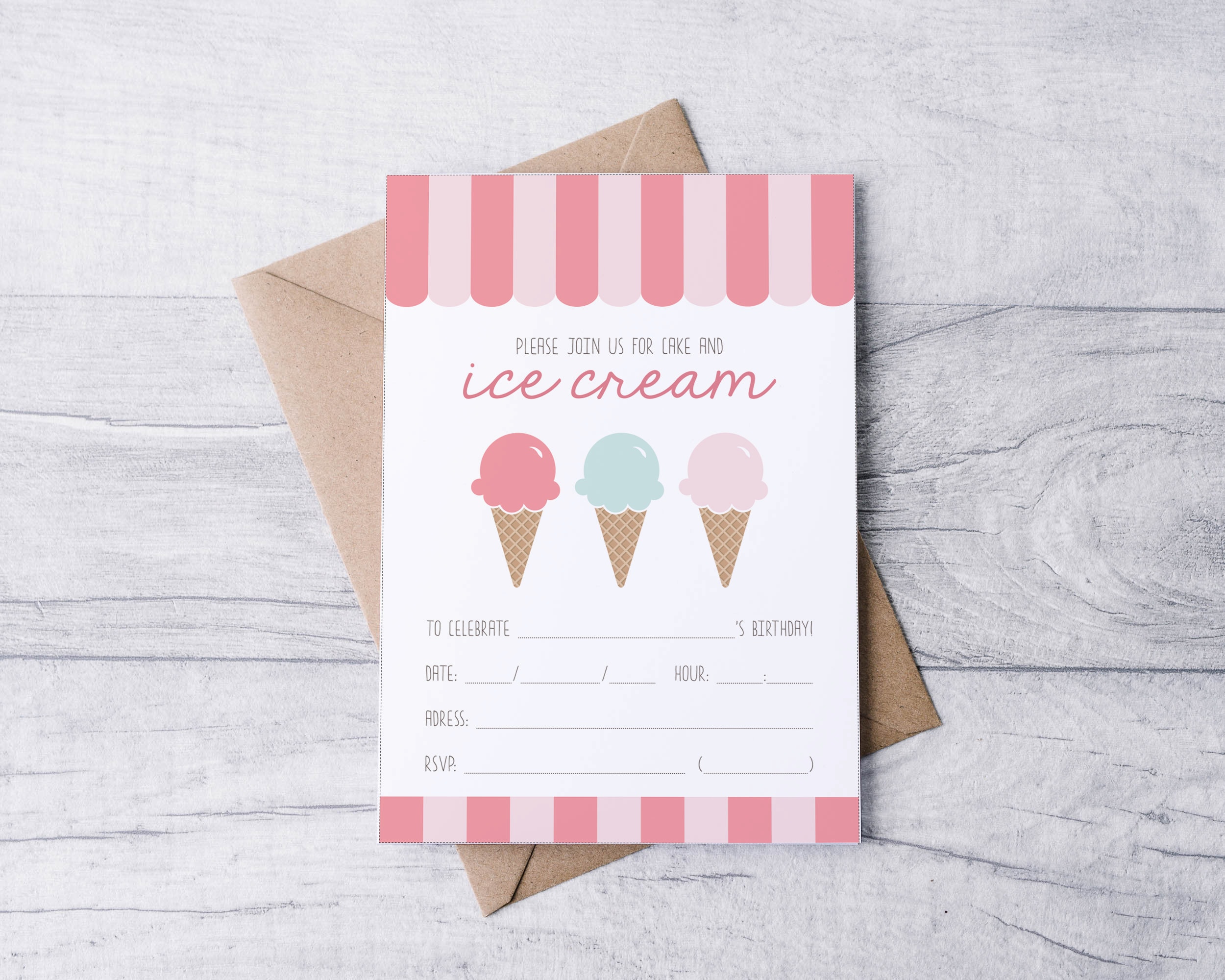 Ice Cream Party Kit Printable, Instant Download, Birthday Party Pack ...