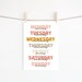 Days of the Week Printable, Instant Download, Printable Wall Art ...