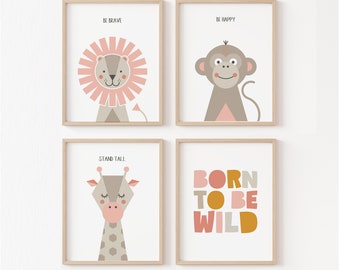 Set of 3 Jungle Theme Posters, Printable Kids Wall Art, Safari Nursery ...