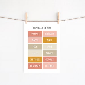 Months of the Year Printable, Instant Download, Printable Wall Art ...