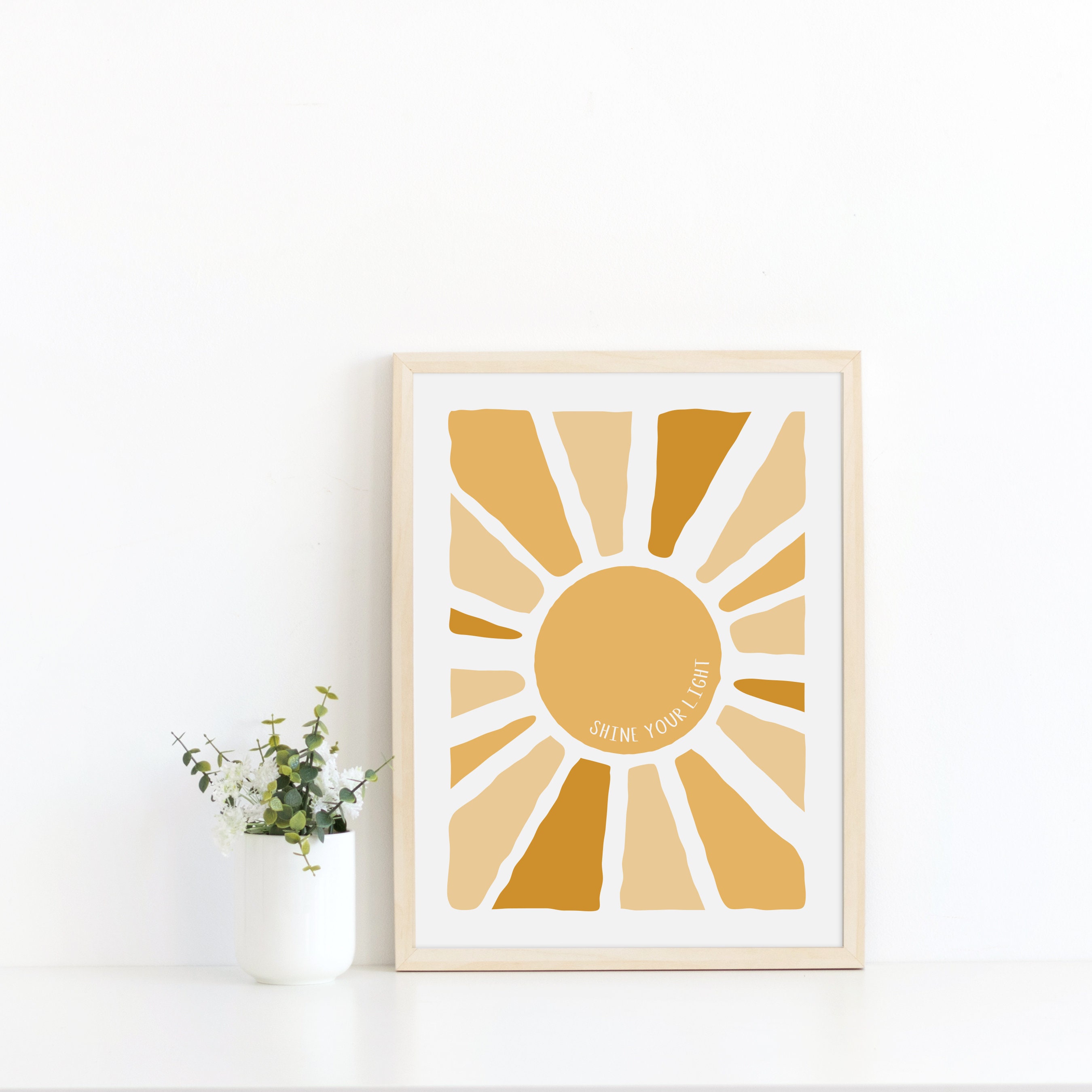 Yellow Sun Wall Print, Instant Download, Printable Wall Art, Shine Your ...