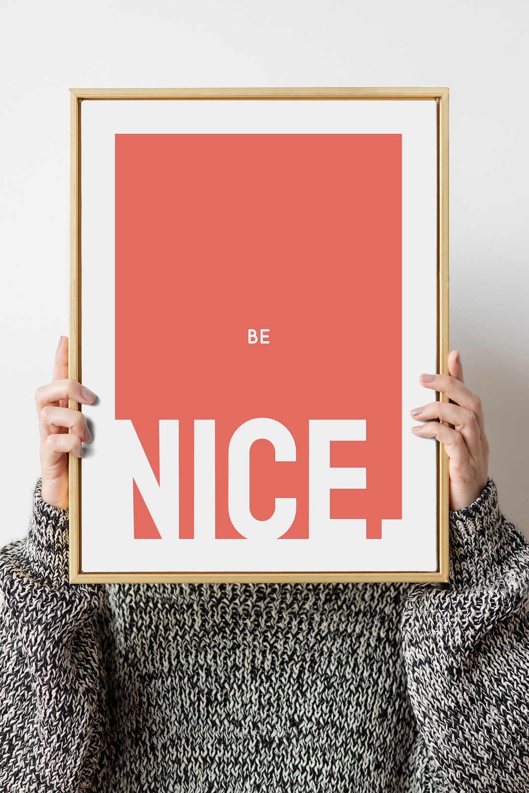 Be Nice Print, Instant Download, Block Color Printable Wall Art ...