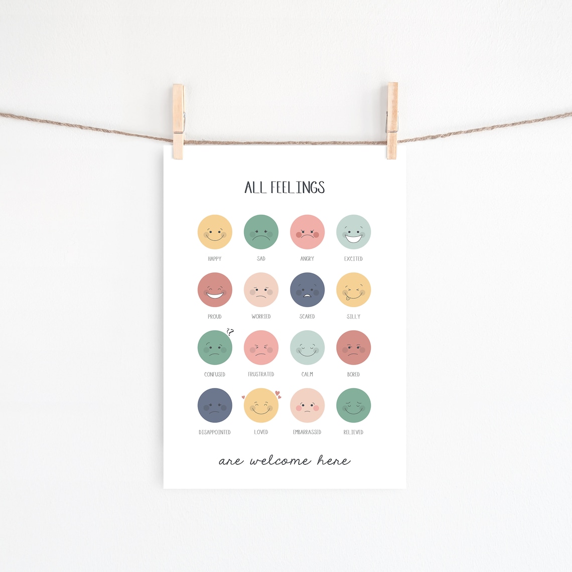 My Feelings Poster, Classroom Printable Wall Art, Rainbow Colors ...