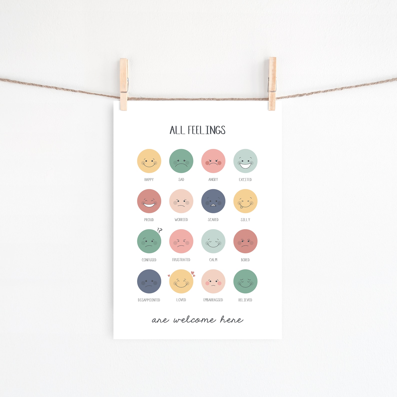 My Feelings Poster, Classroom Printable Wall Art, Rainbow Colors ...