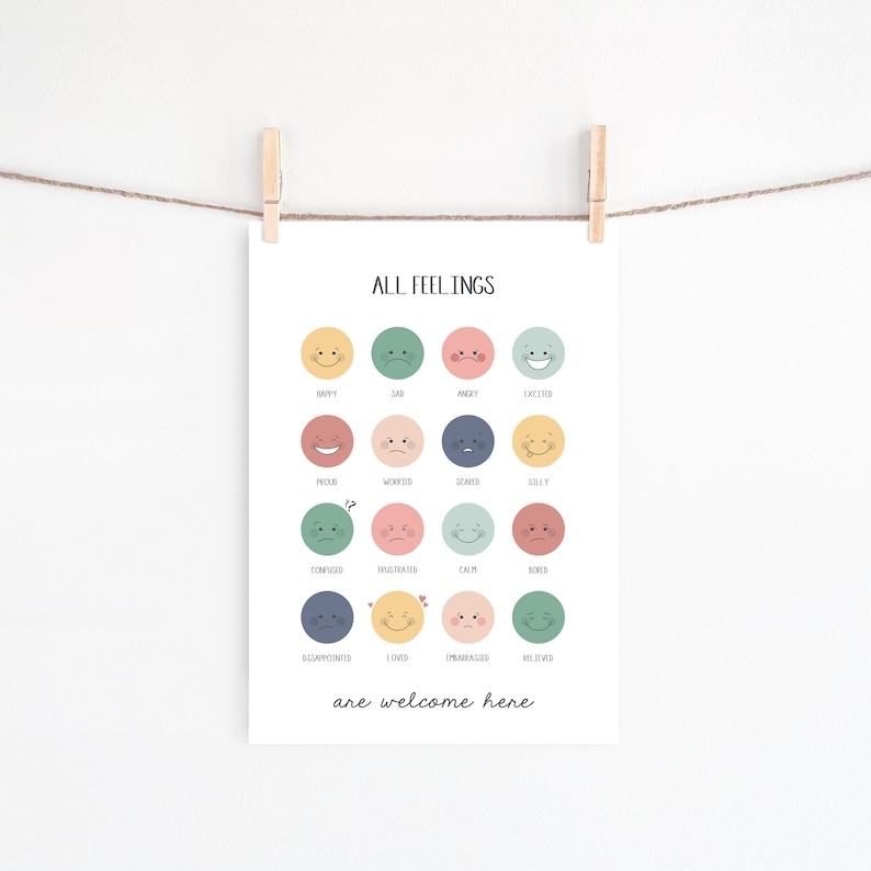 My Feelings Poster, Classroom Printable Wall Art, Rainbow Colors ...