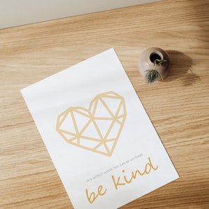 Be Kind Wall Print, Instant Download, Printable Wall Art, Heart Poster ...