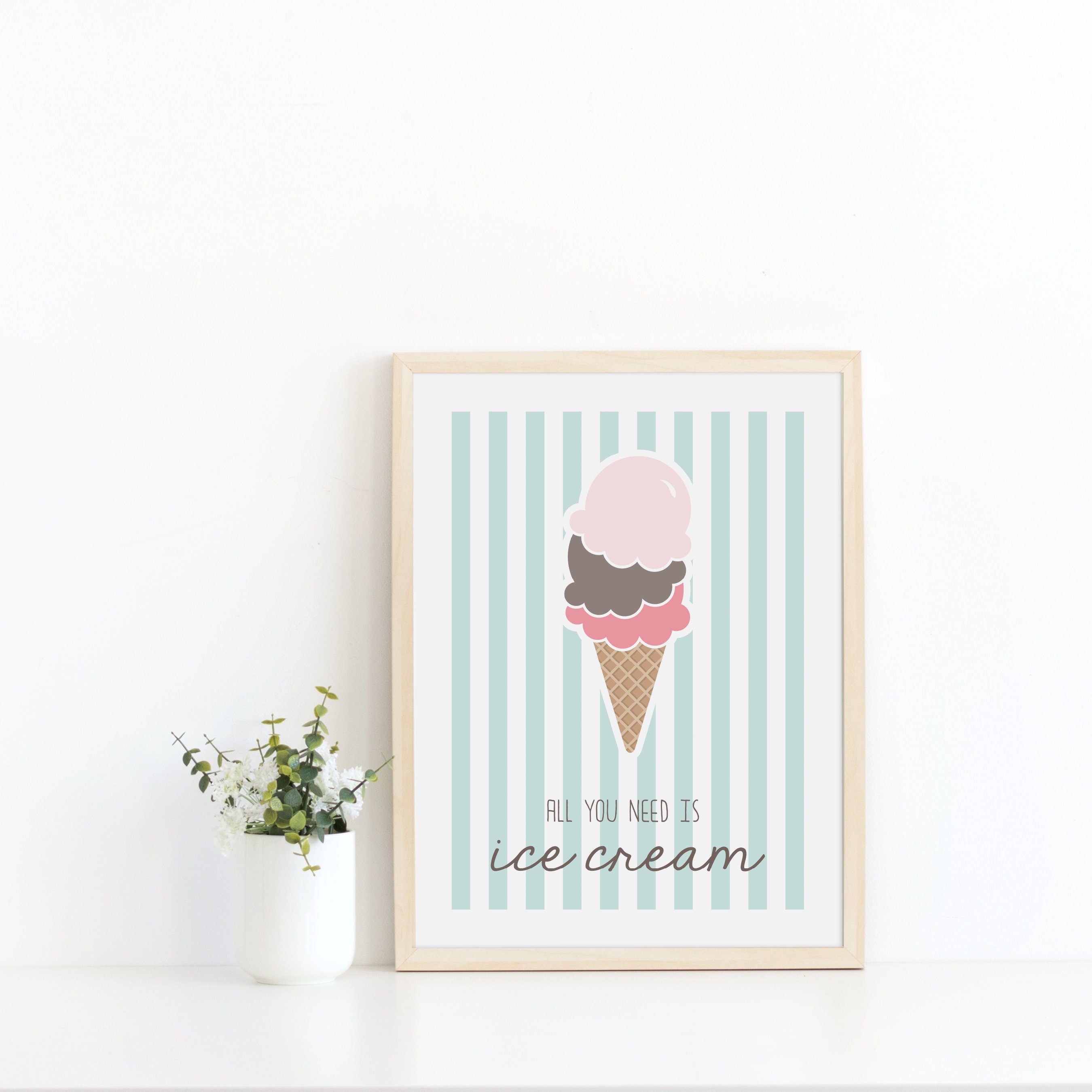 Ice Cream Wall Print, Instant Download, Printable Wall Art, All You ...