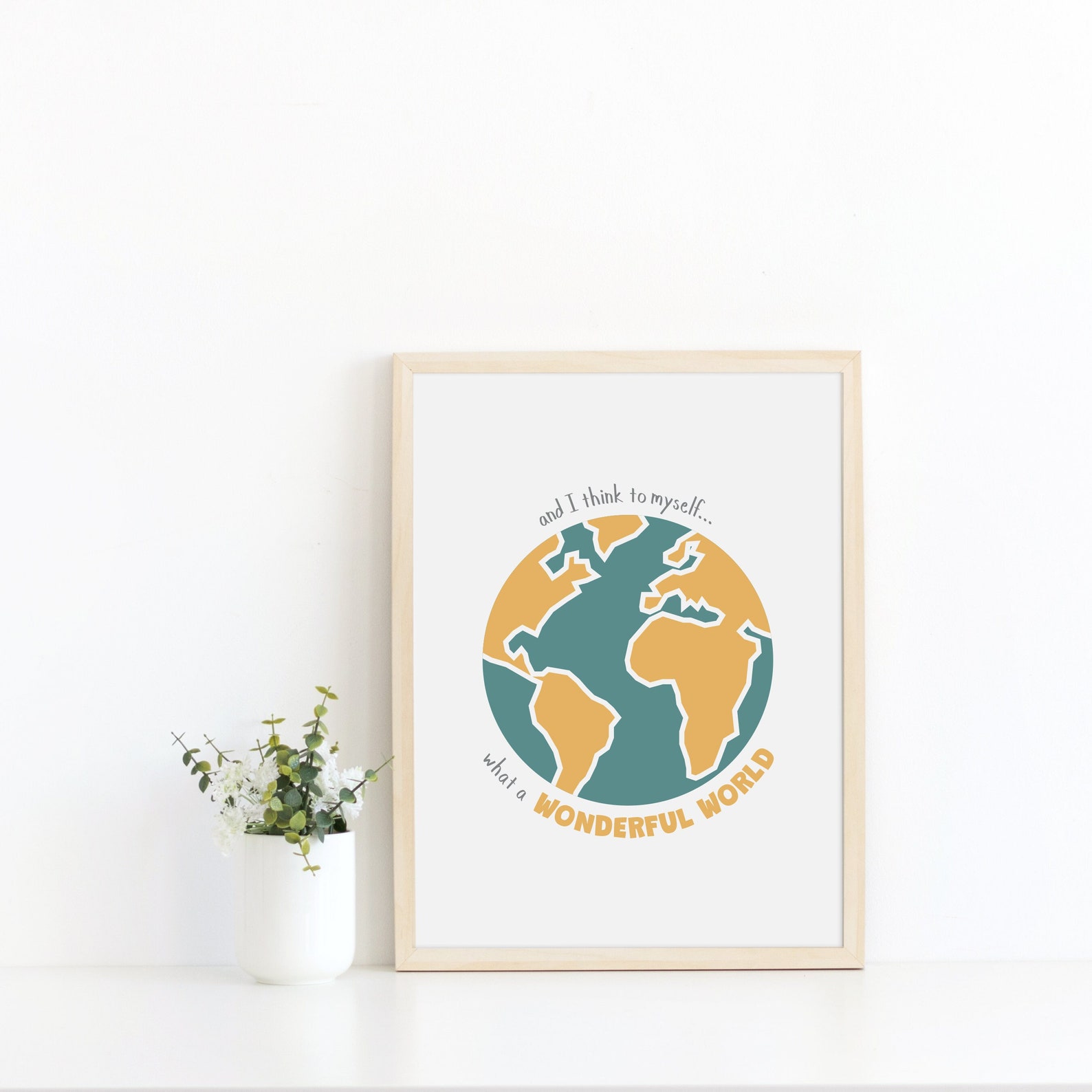 Wonderful World Poster, Instant Download, Globe Printable Wall Art ...