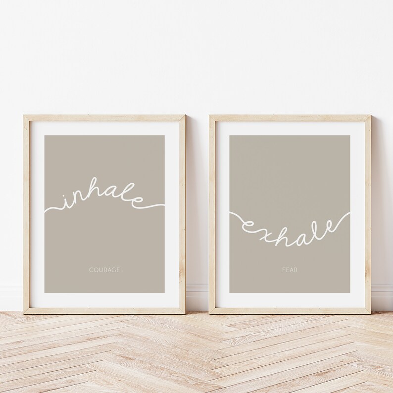 Inhale Exhale Wall Art Printable, Set of 2, Instant Download, Yoga ...