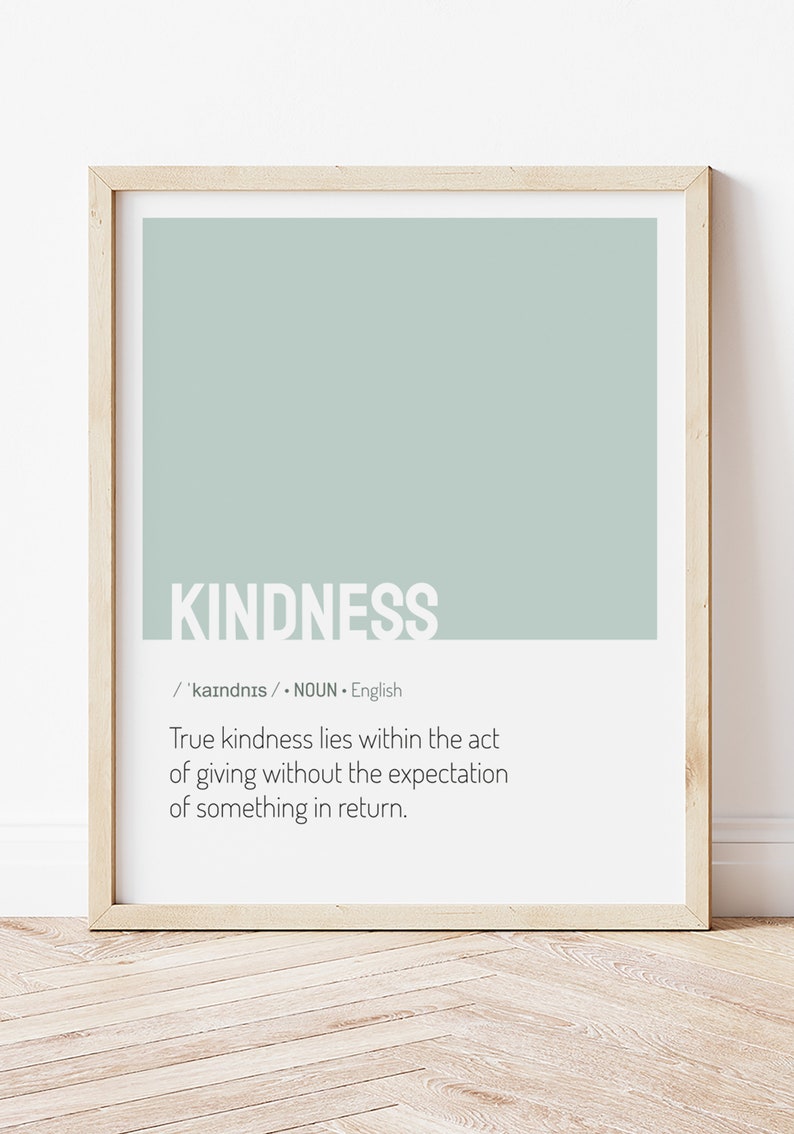 Kindness Definition Print, Block Color Poster, Dictionary Art ...