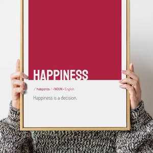 Happiness Definition Poster, Dictionary Art, Instant Download ...