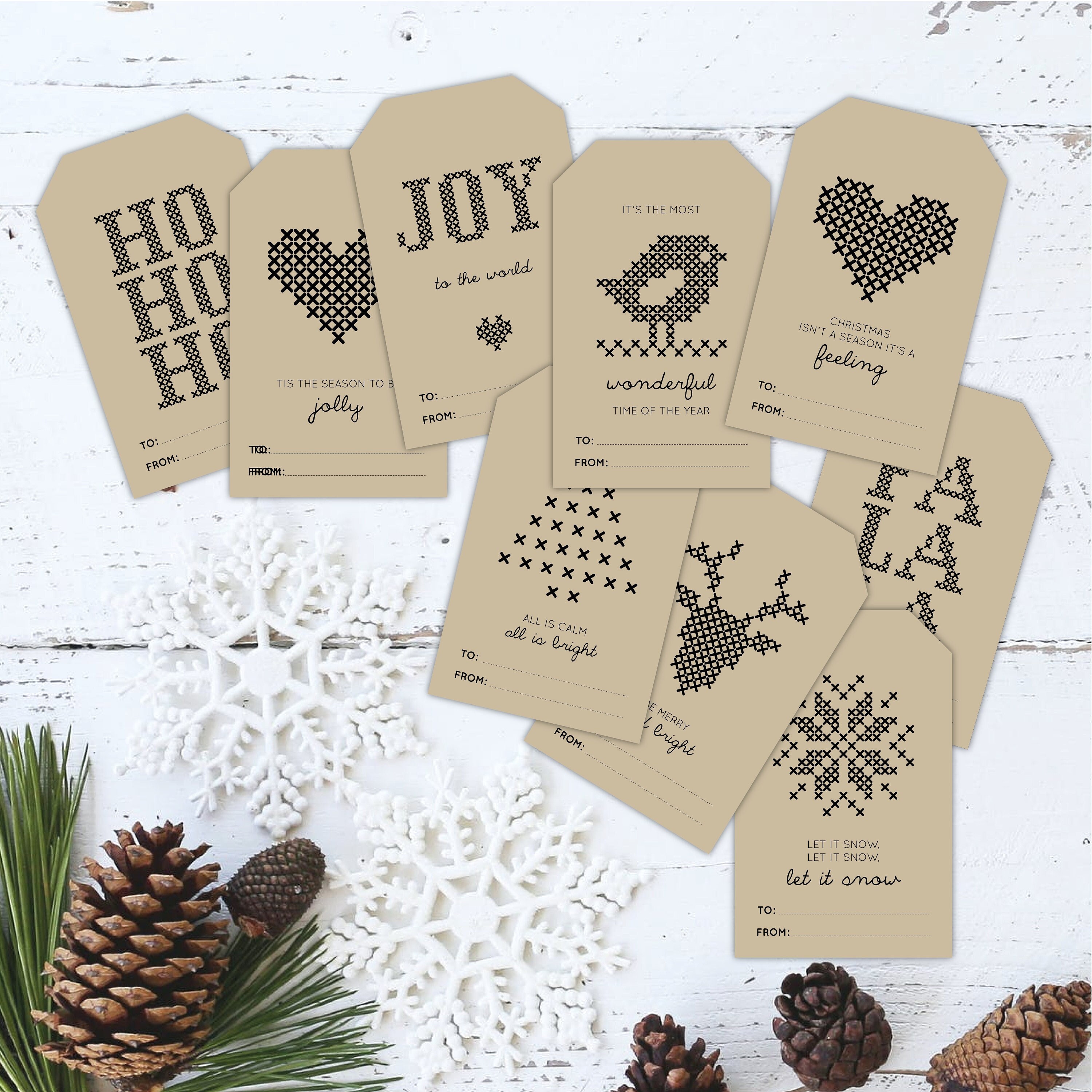 Printable Christmas Tags Set of 9 Christmas Gift Labels - Etsy