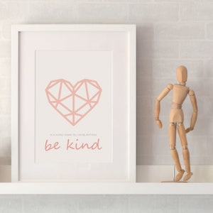 Be Kind Wall Print, Instant Download, Printable Wall Art, Heart Poster ...