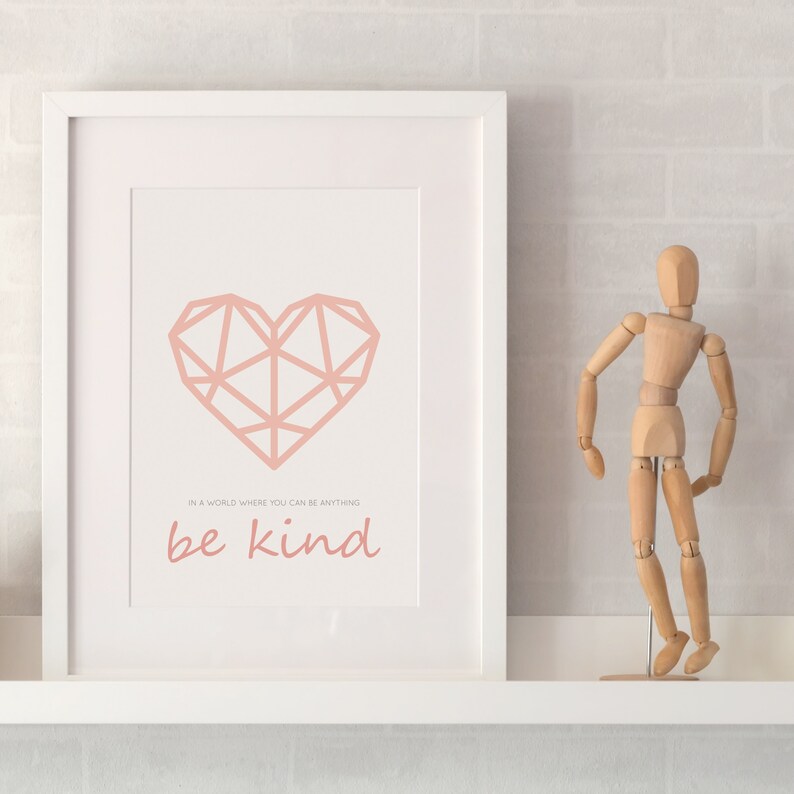 Be Kind Wall Print, Instant Download, Printable Wall Art, Heart Poster ...
