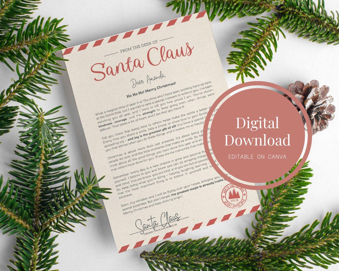 Customizable Santa Claus Letter for Kids | Editable & Printable in ...