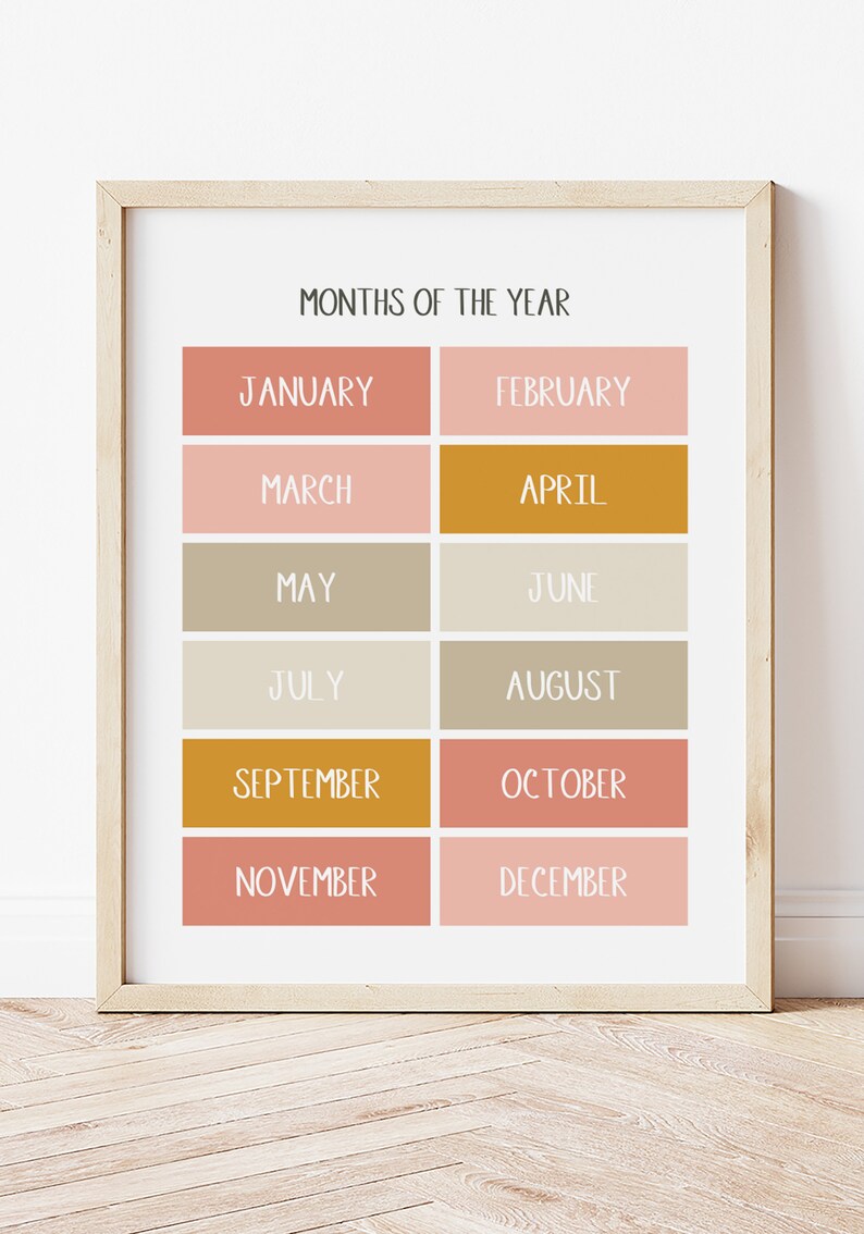 Months of the Year Printable, Instant Download, Printable Wall Art ...