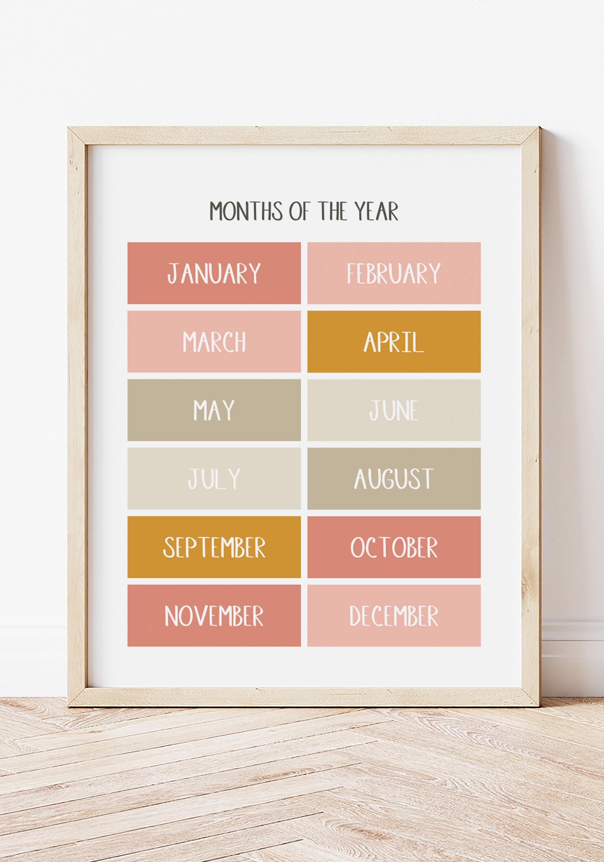 Months of the Year Printable, Instant Download, Printable Wall Art ...