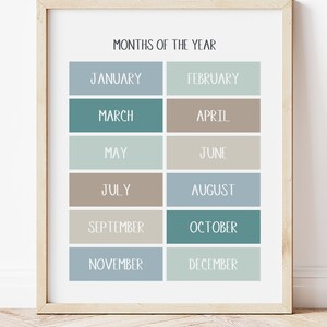 Months of the Year Printable, Instant Download, Printable Wall Art ...