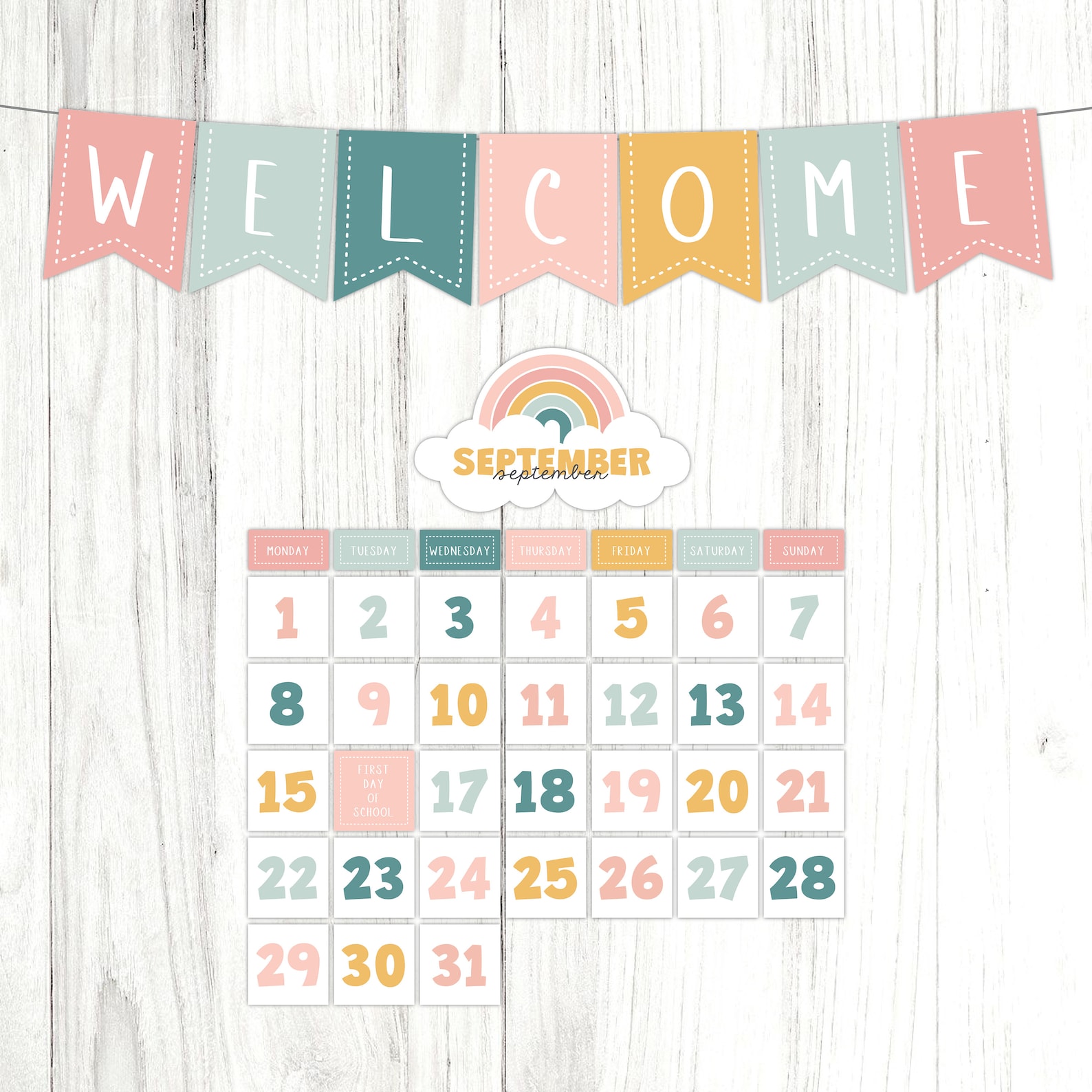 Classroom Decor Printable Bundle, Calendar Chart, Student Name Tags ...