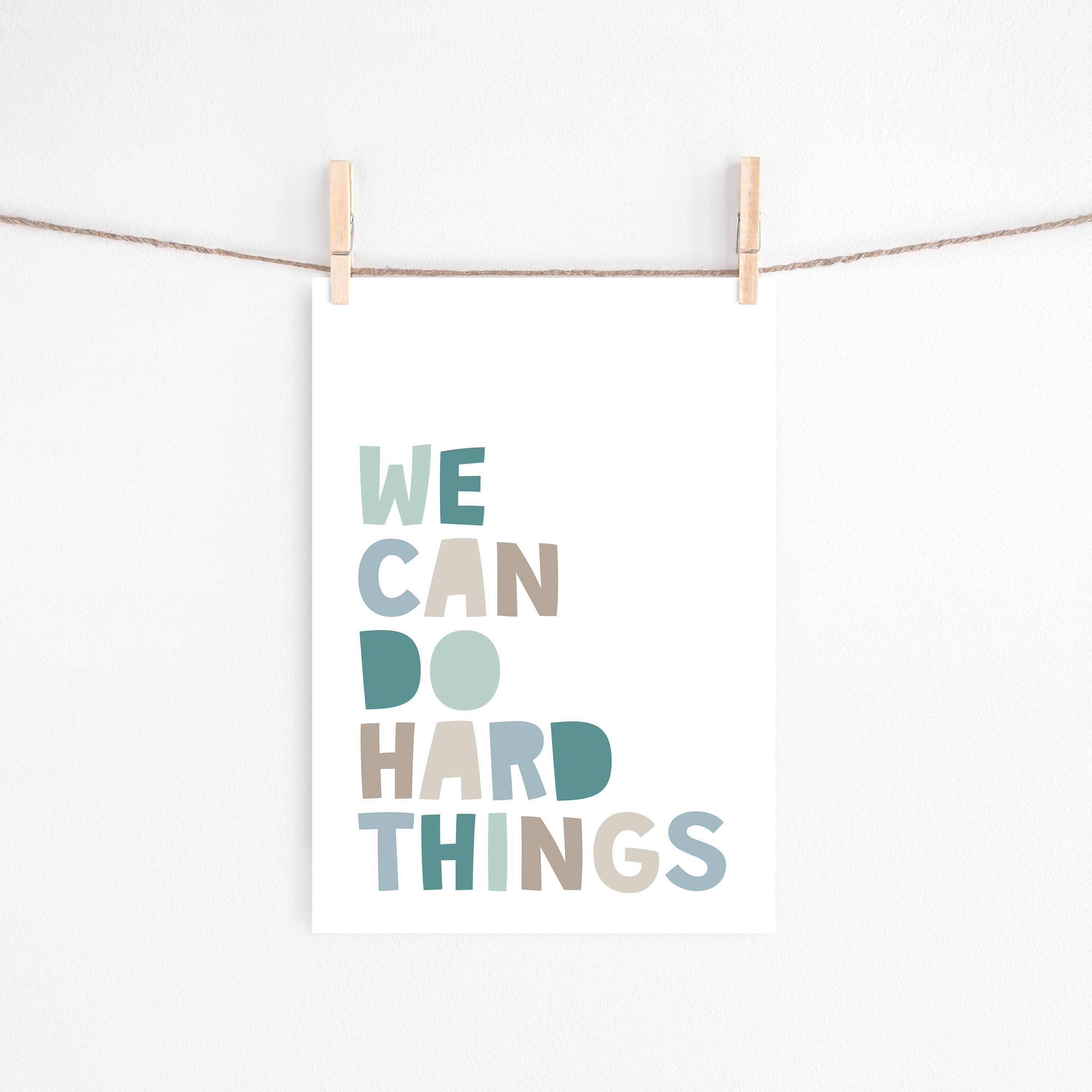We Can Do Hard Things Poster, Growth Mindset Quotes, Blue Pastel Wall ...