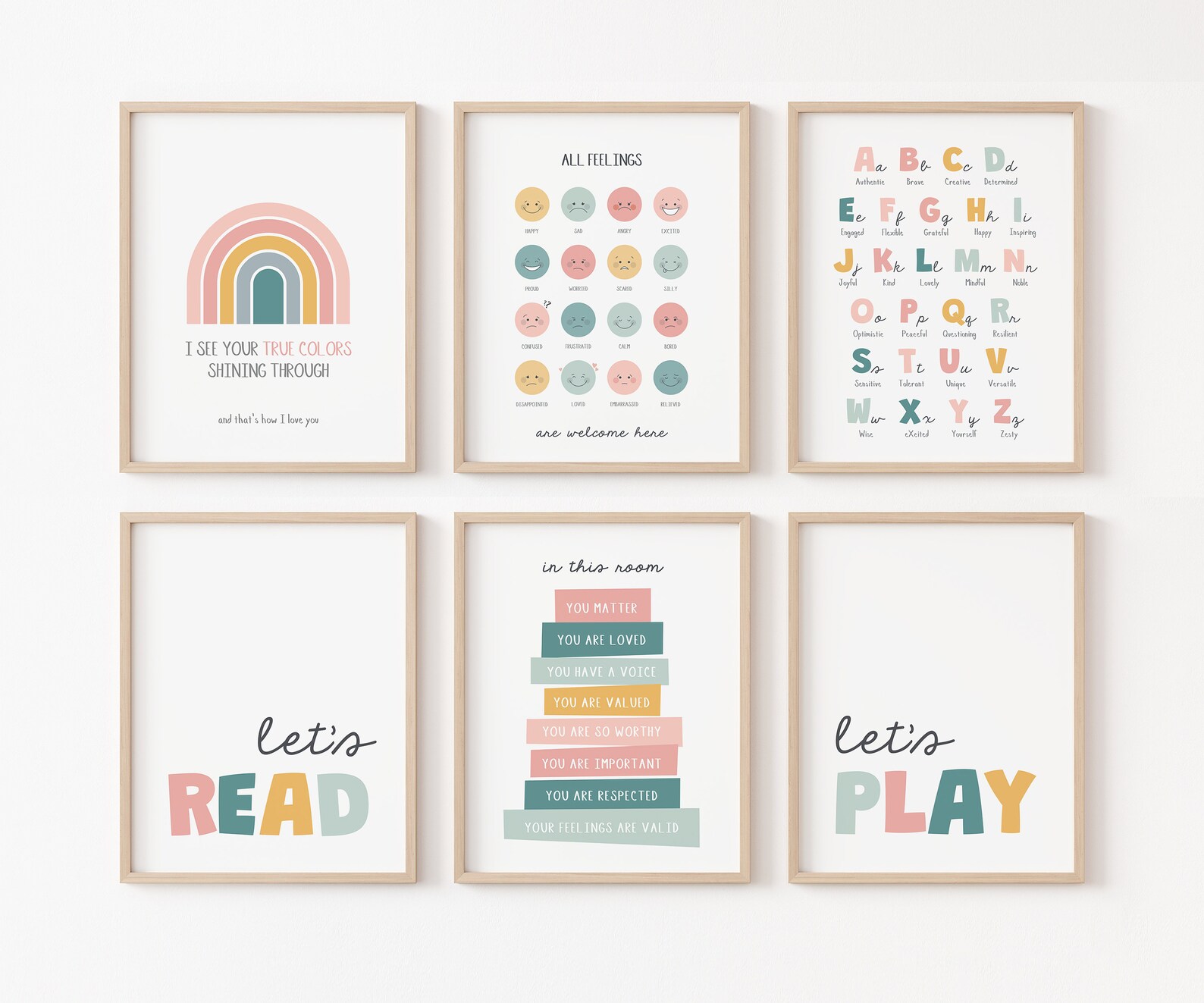 Set of 6 Rainbow Classroom Posters Printable Kids Wall Art - Etsy