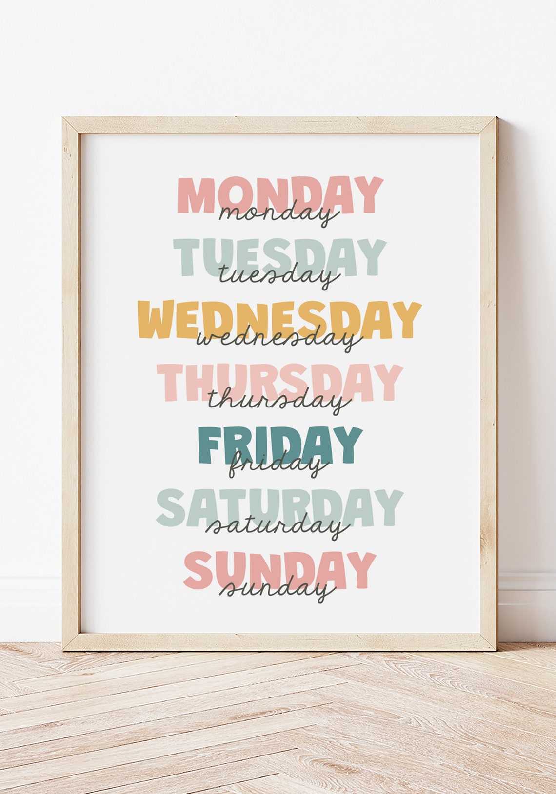 Days of the Week Printable, Instant Download, Printable Wall Art ...