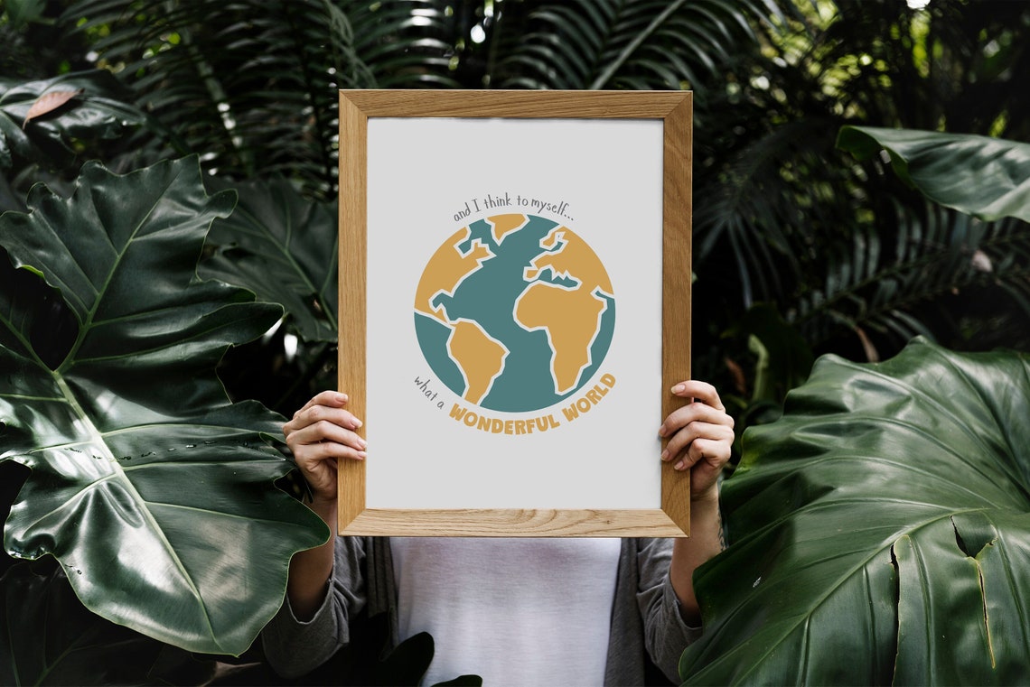 Wonderful World Poster Instant Download Globe Printable Wall - Etsy
