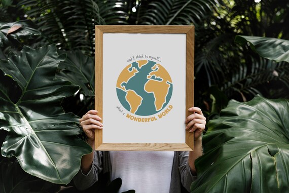 Wonderful World Poster Instant Download Globe Printable Wall | Etsy