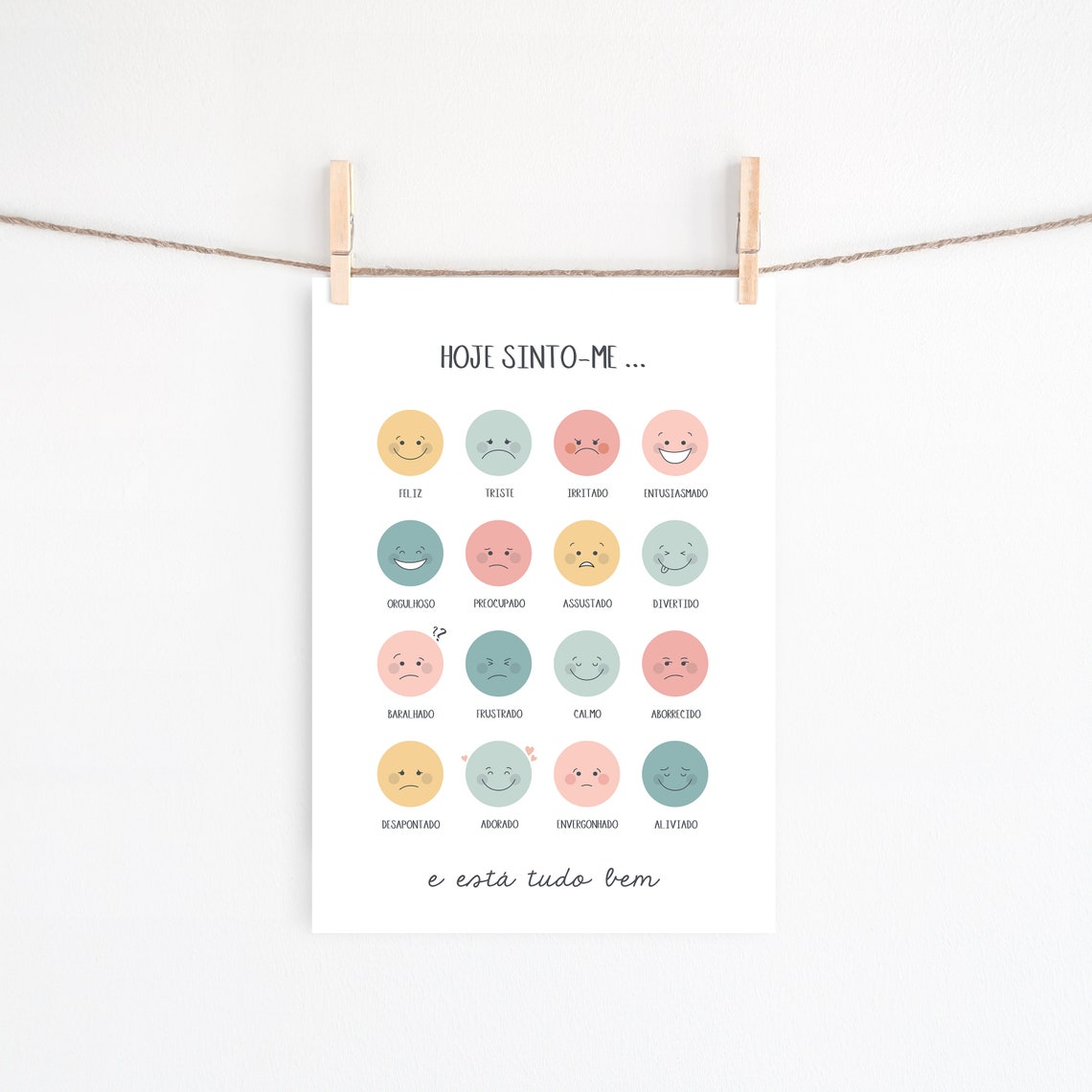 PORTUGUESE Feelings Chart, My Emotions Printable Poster, Instant ...