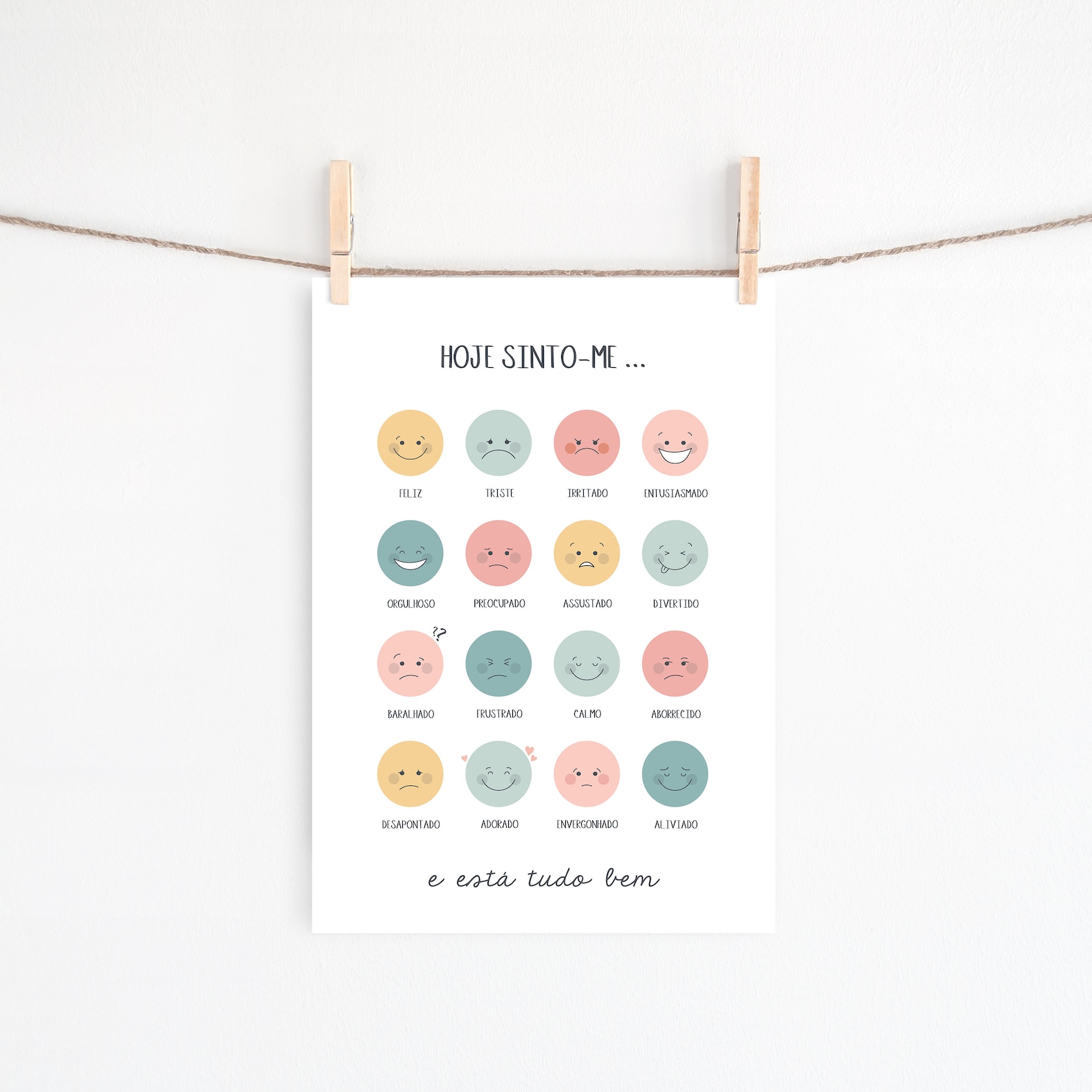 PORTUGUESE Feelings Chart, My Emotions Printable Poster, Instant ...