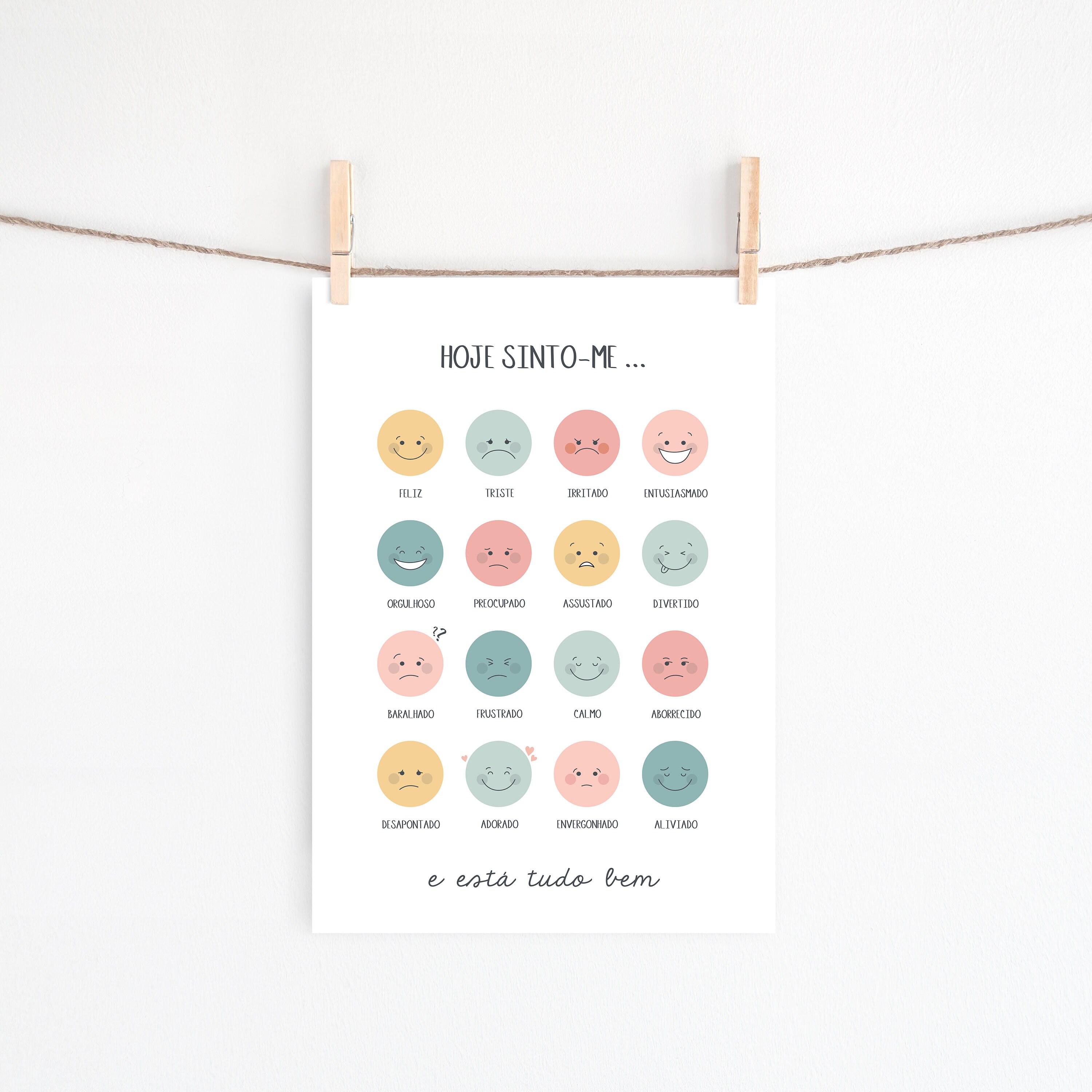PORTUGUESE Feelings Chart, My Emotions Printable Poster, Instant ...
