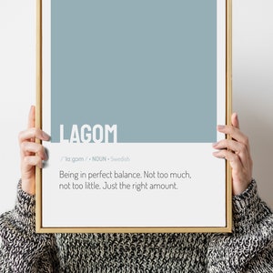Lagom Definition Printable Art, Minimalist Blue Poster, Dictionary Art ...