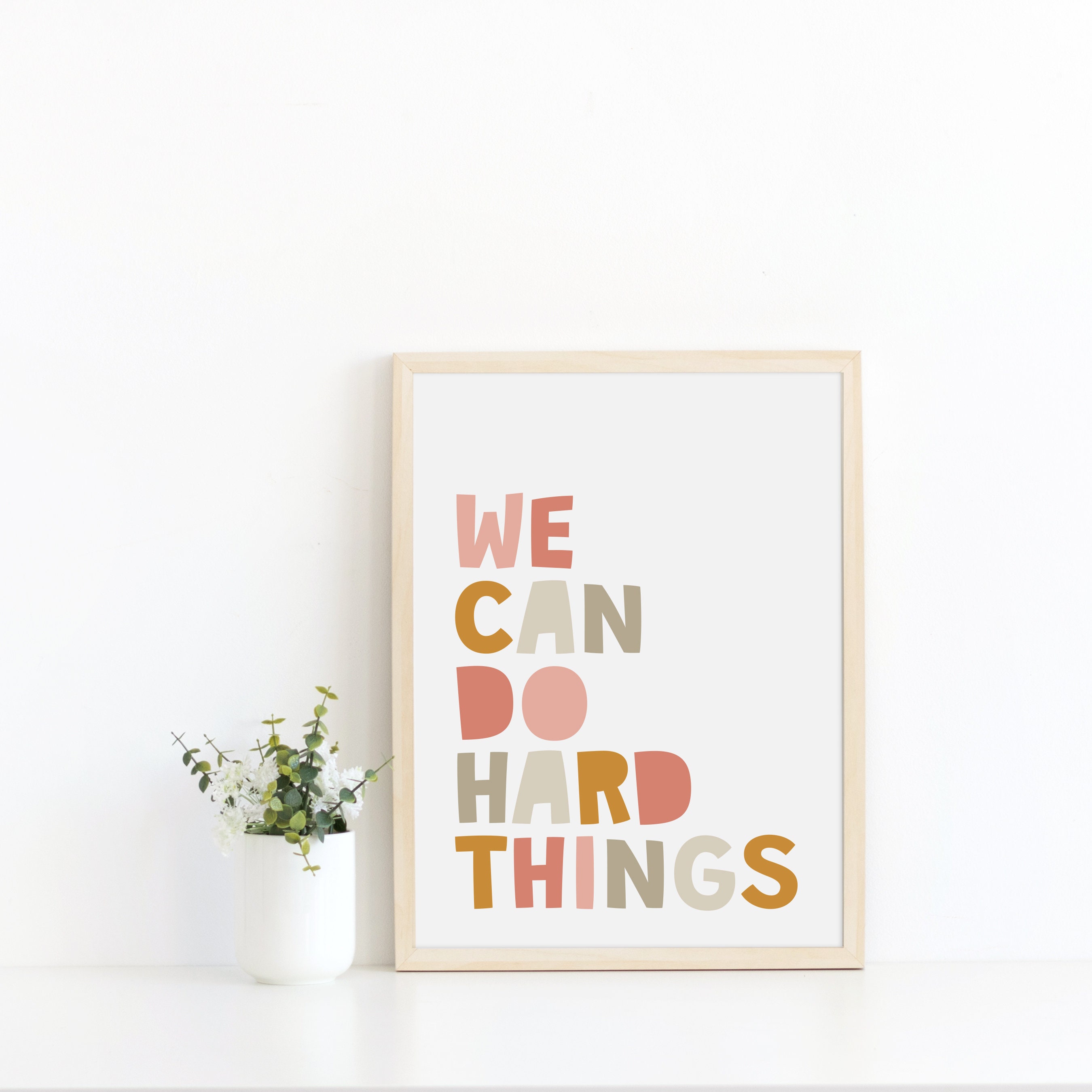 We Can Do Hard Things Poster, Growth Mindset Quotes, Pink Pastel Colors ...